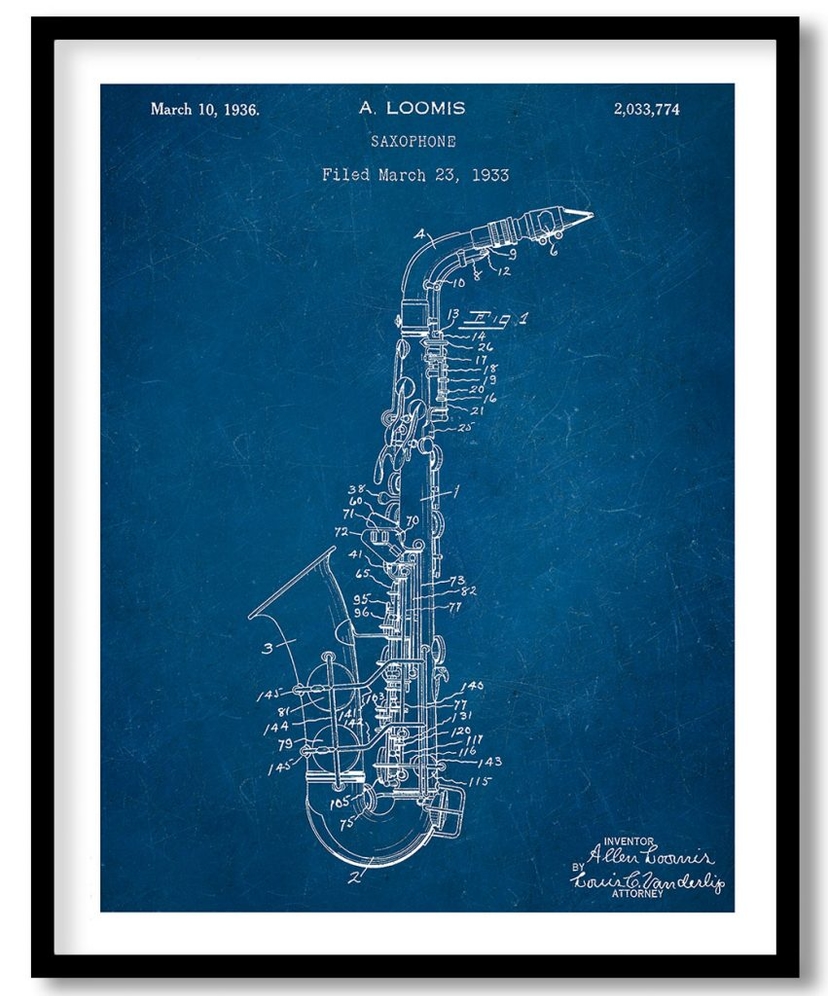 Framed Art | Saxophone 1933 blueprint | 50+ Frame Styles • Museum ...