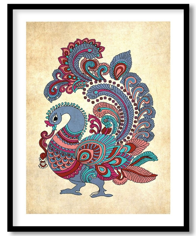 Wall Decor | Traditional indian peacock | Custom Size & Frame • Ready ...